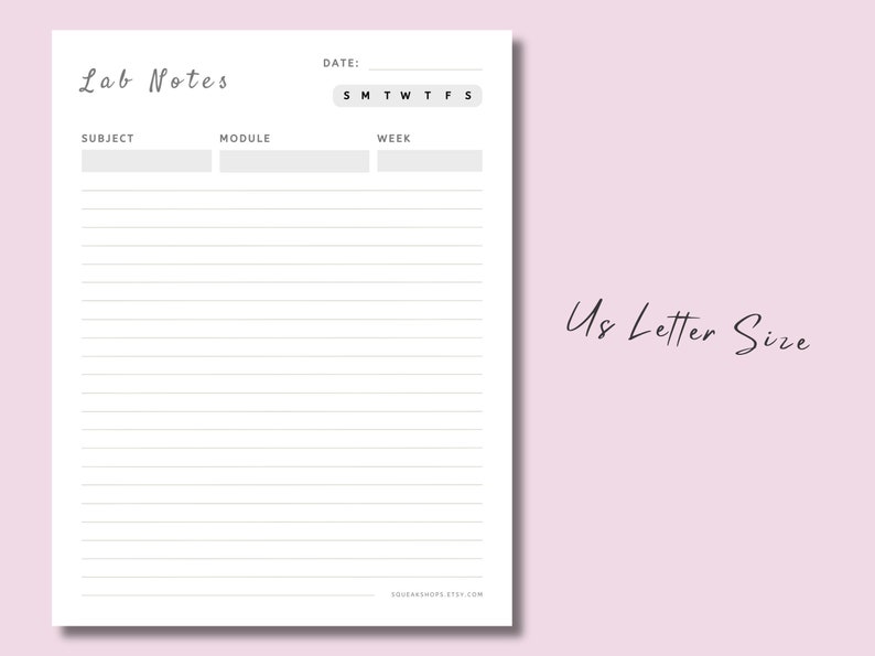 Printable Student Lab Notes, Lab Notes, Student Planner, Lined Lab ...