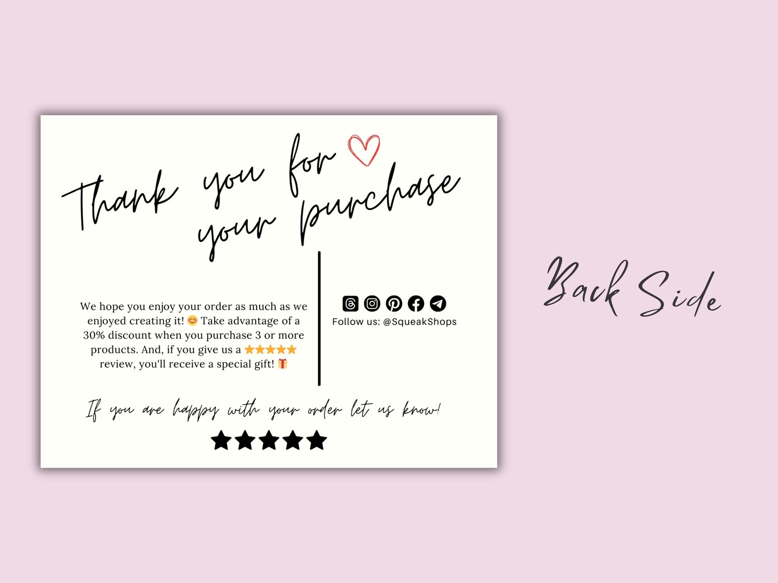 Small Business Thank You Card Template: Customizable Canva Design - Etsy