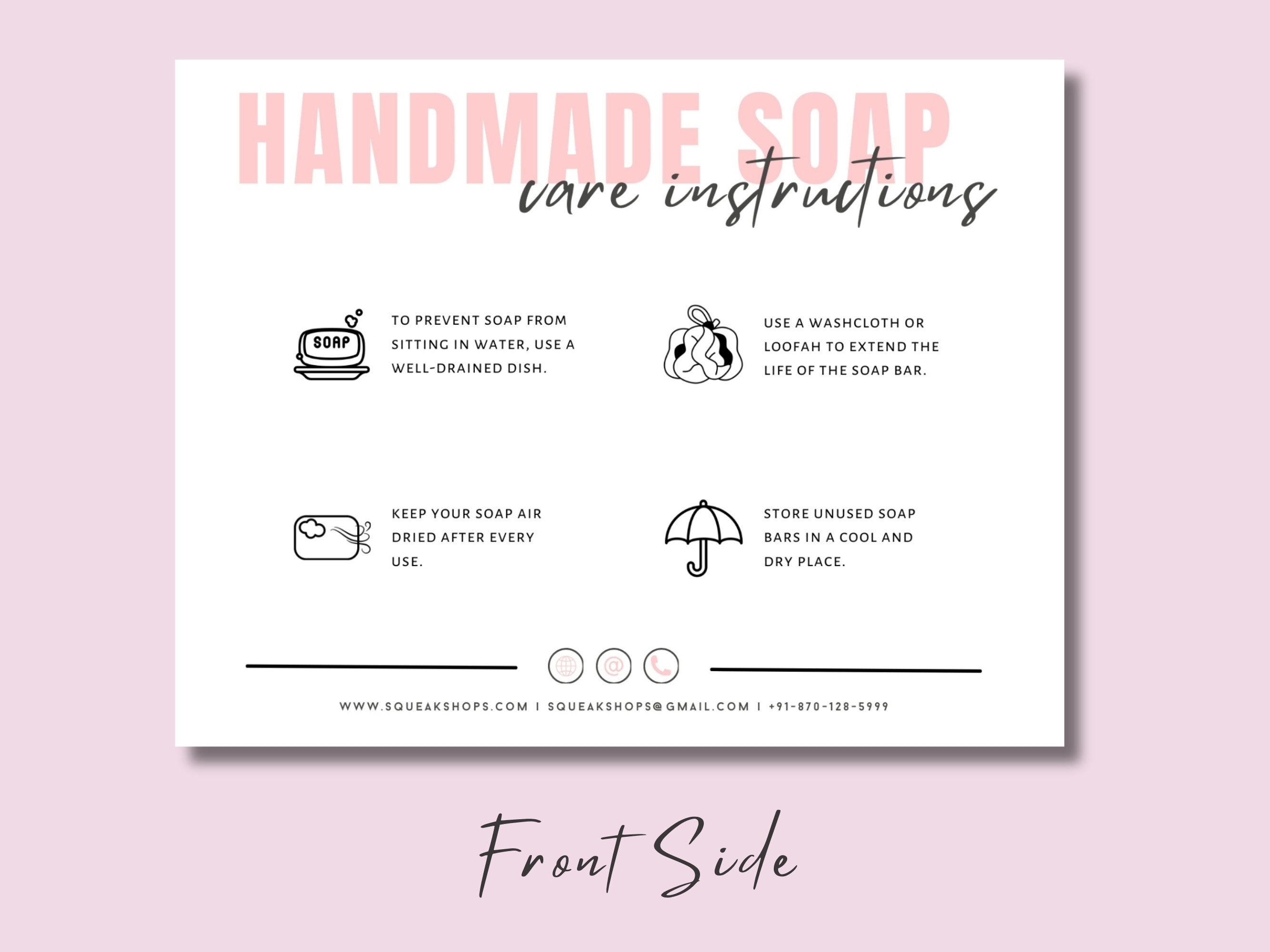 Editable Handmade Soap Care Card Template, Handmade Soap Care ...