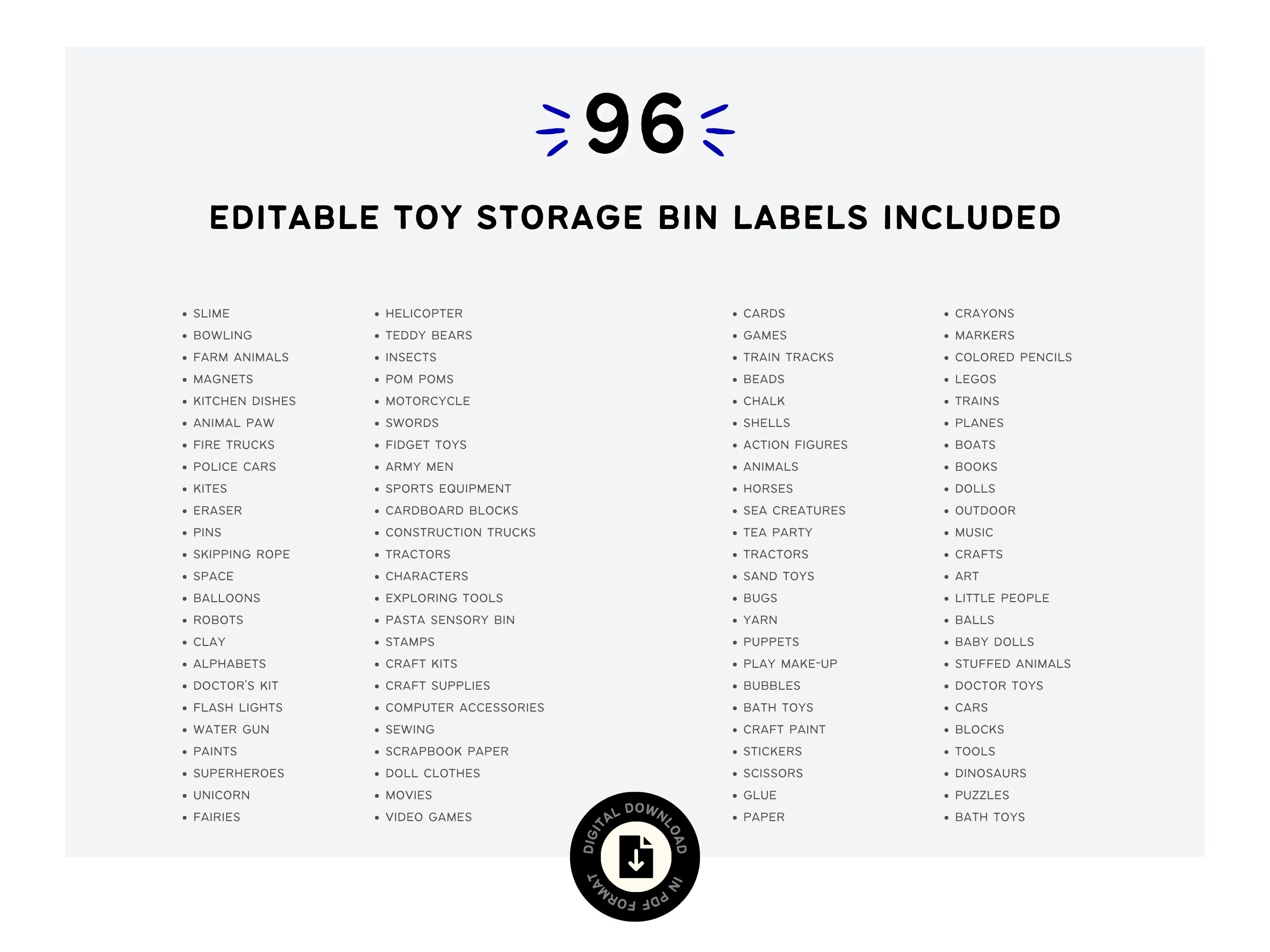 Editable Printable Toy Trofast Bin Storage Labels Toy Labels - Etsy