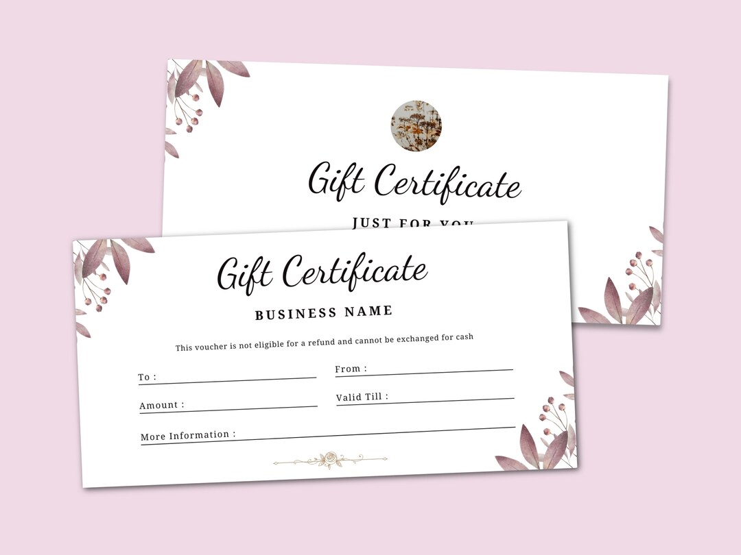 Minimal Gift Certificate Template: Editable DIY Gift Voucher - Etsy