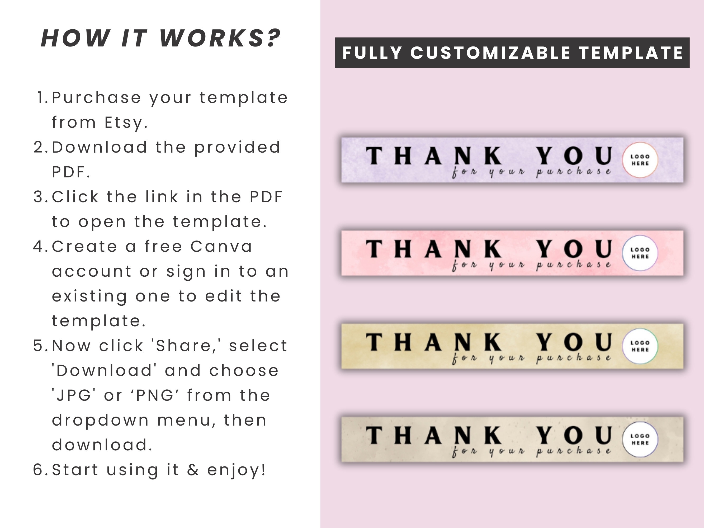 Editable Etsy Order Receipt Banner Template: Thank You Banner (canva ...