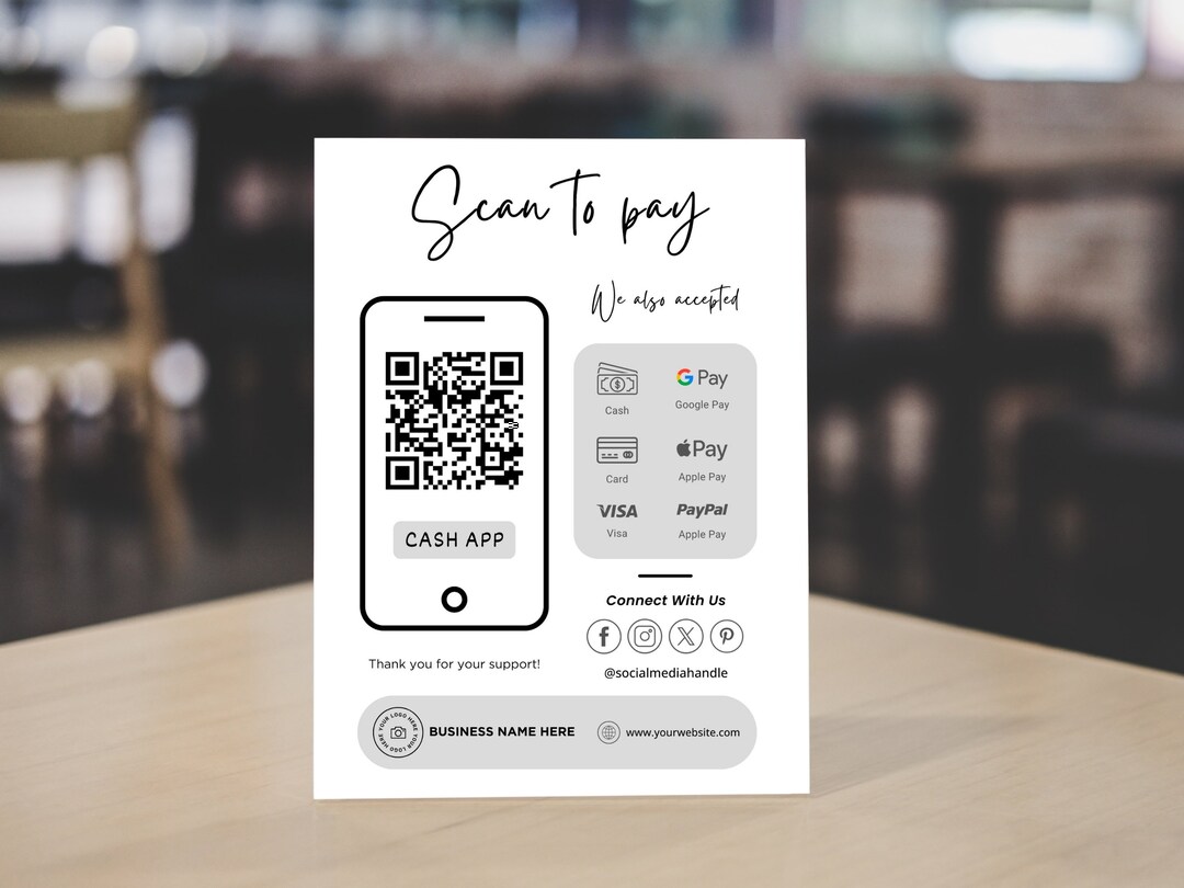 Scan to Pay QR Code Sign Template: Editable Canva Payment Sign - Etsy