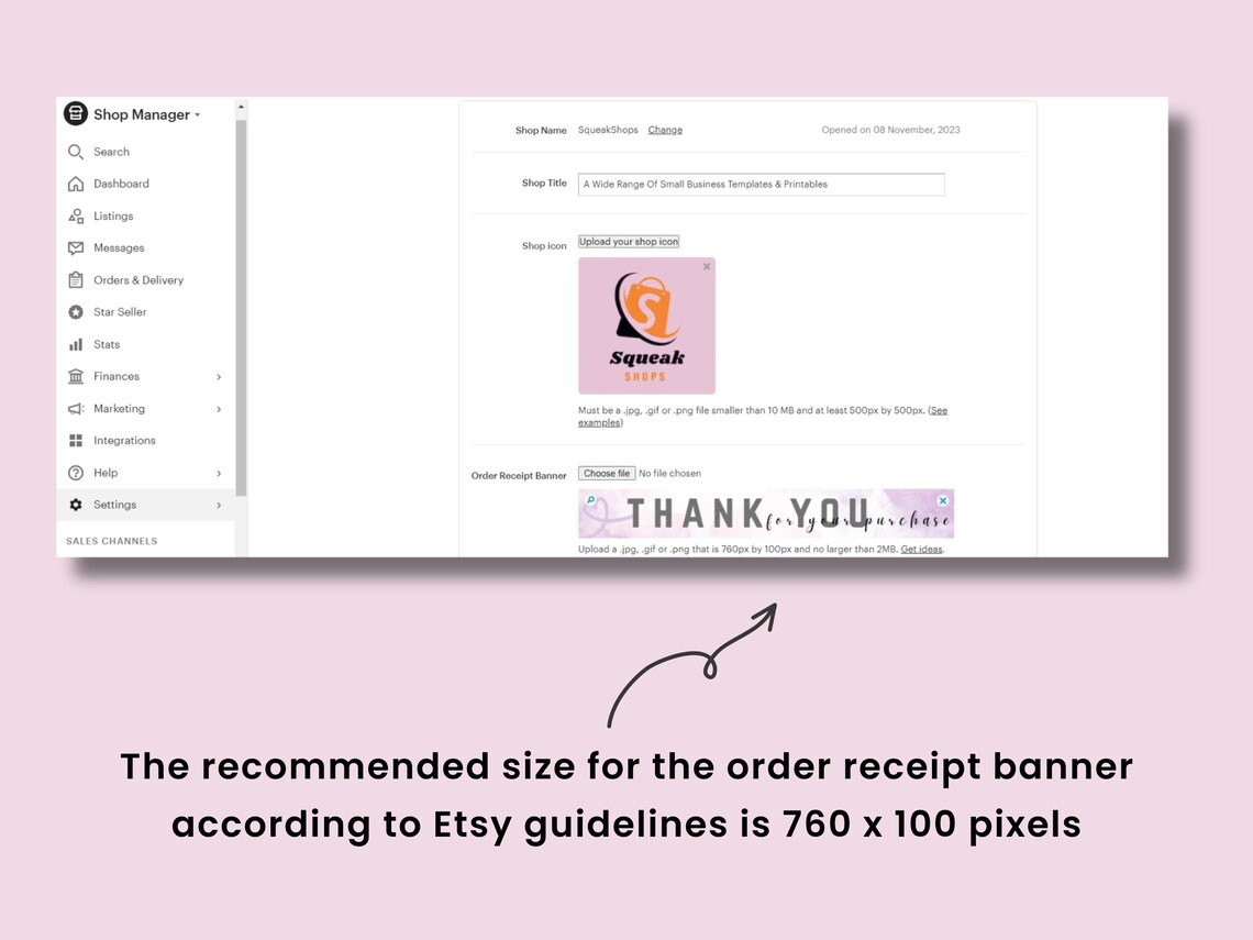 Editable Etsy Order Receipt Banner Template: Canva Thank You Banner ...