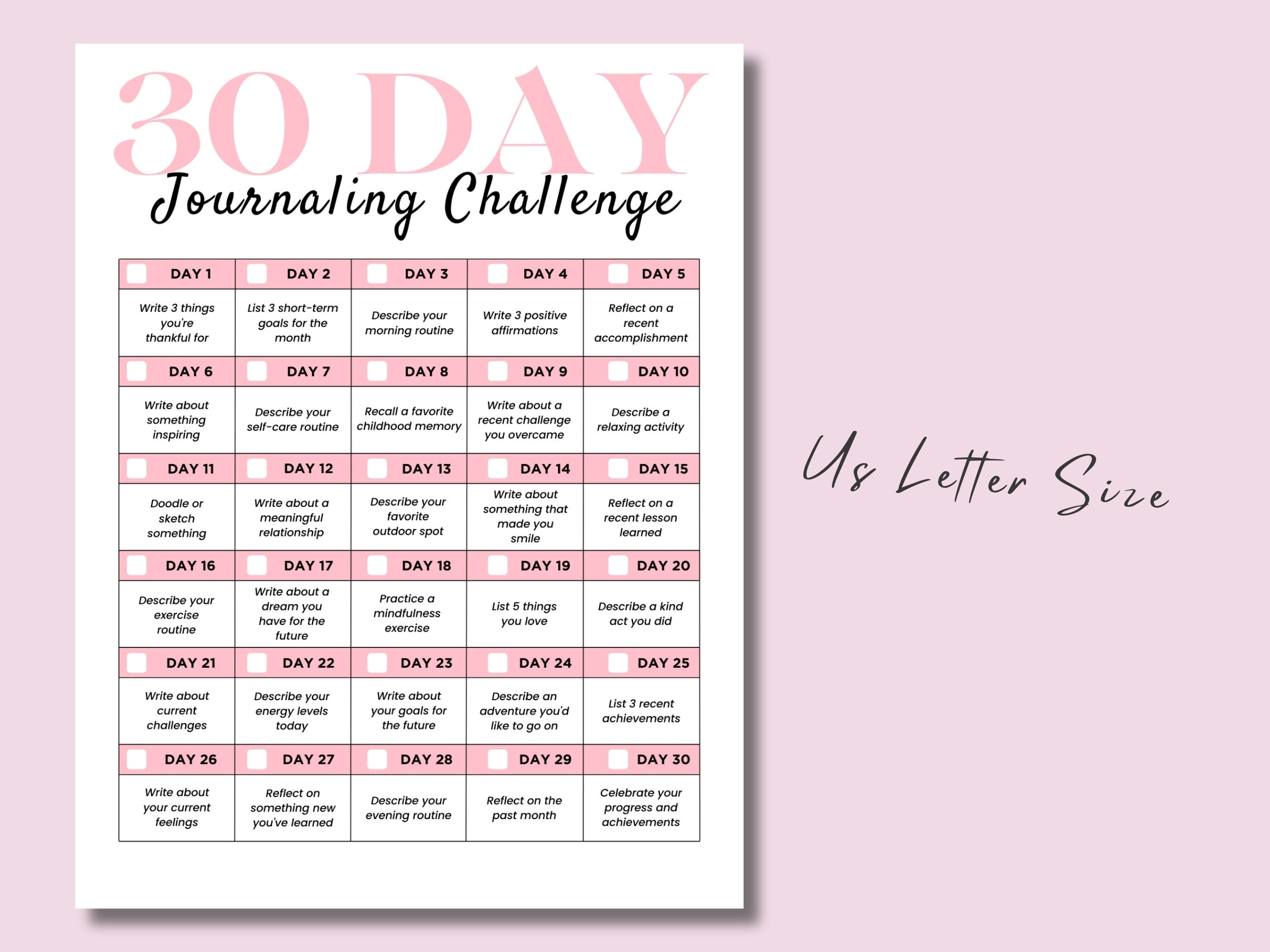 30 Day Journaling Challenge, Printable Journaling Challenge, Printable ...