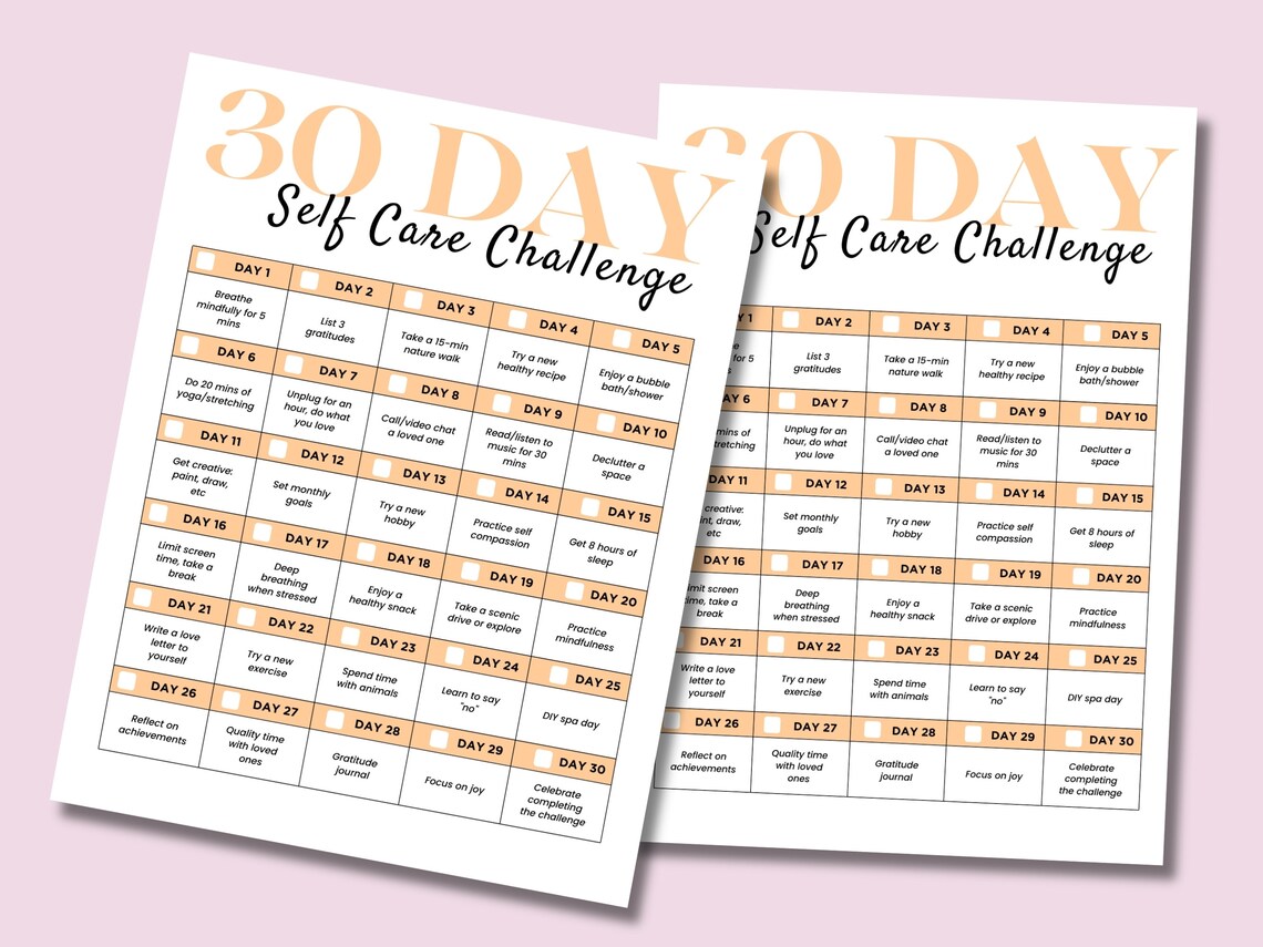 30 Day Self Care Challenge, Printable Self Care Challenge, Printable 30 ...