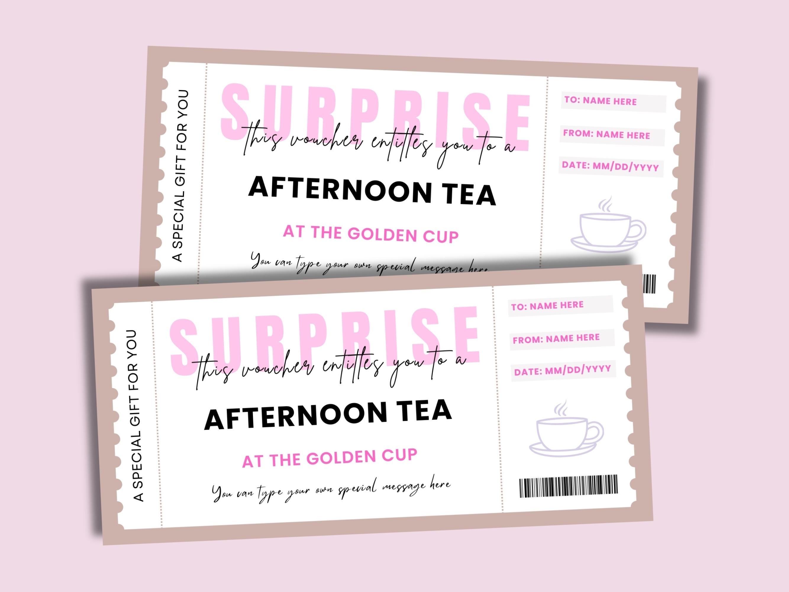 Afternoon Tea Voucher, Afternoon Tea Ticket, Afternoon Tea Gift Voucher ...