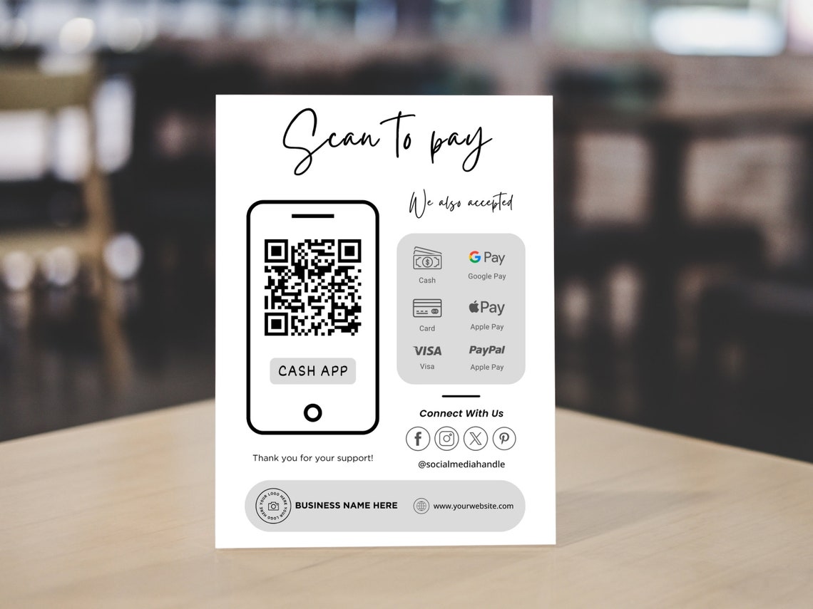 Scan to Pay Qr Code Sign Templates Bundle, Scan to Pay Sign, Scan to ...