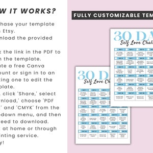 30 Day Self Love Challenge, Printable Self Love Challenge, 30 Days of ...