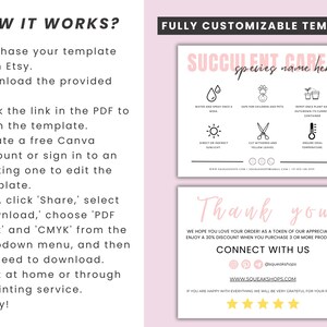 Succulent Care Card Guide Template, Succulent Care Instructions Card ...