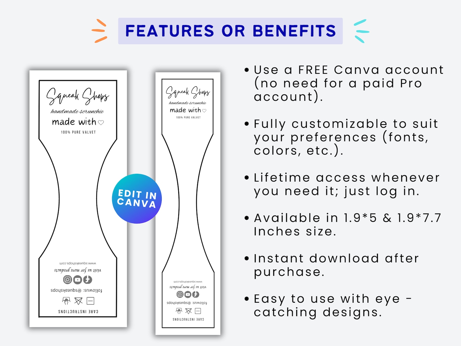 Editable & Printable Scrunchie Tag Template, Scrunchie Label, Scrunchie ...