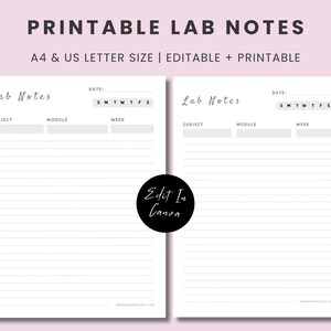 Printable Student Lab Notes, Lab Notes, Student Planner, Lined Lab ...