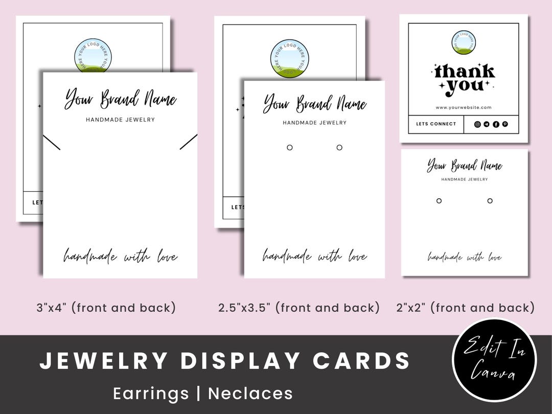 Jewelry Display Card Template, Custom Jewelry Display Card, Printable ...