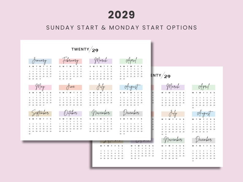 2024-2030 Yearly Landscape Calendars Printable, Minimalist Calendar ...