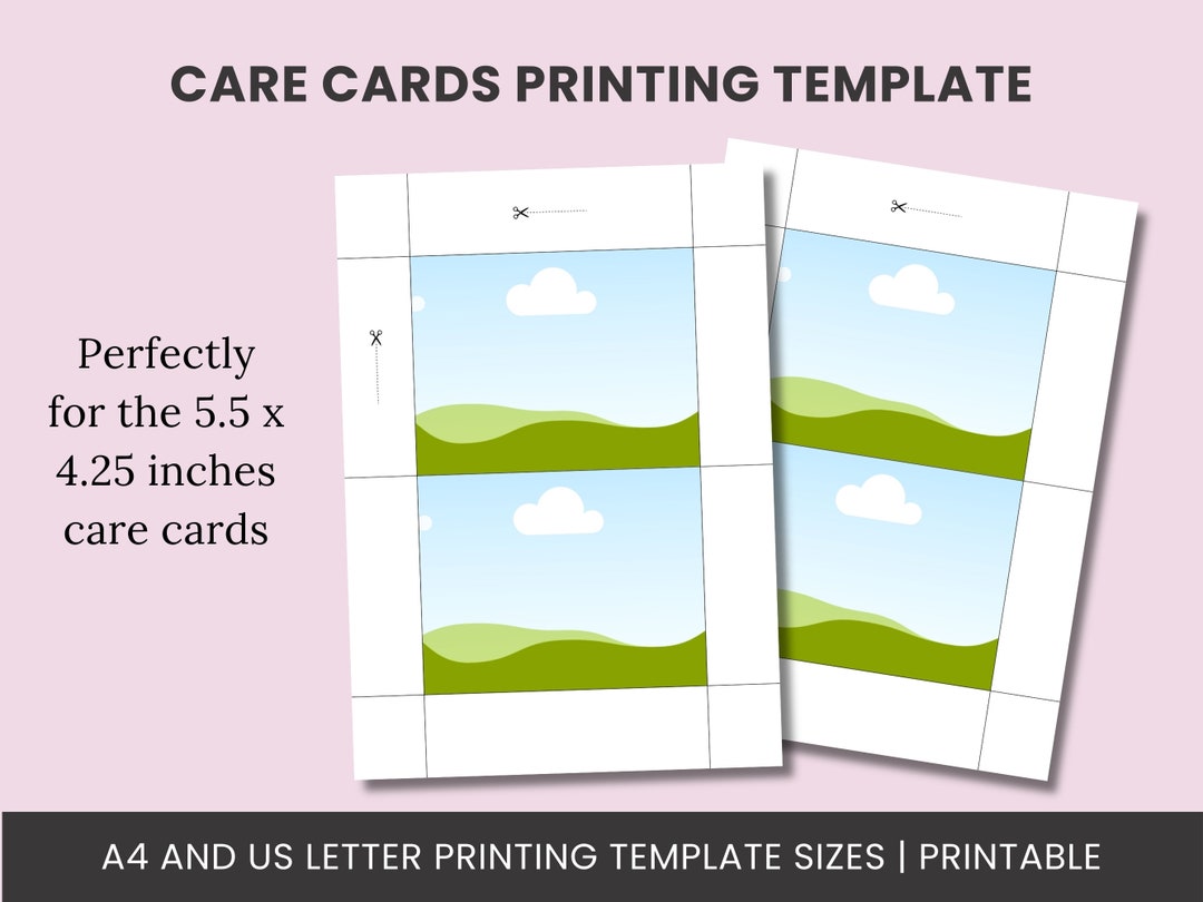 Care Card Printing Template: 5.5x4.25, US Letter & A4 (canva Editable ...