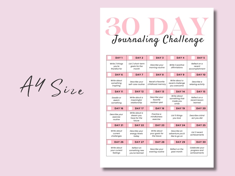 30 Day Journaling Challenge, Printable Journaling Challenge, Printable ...