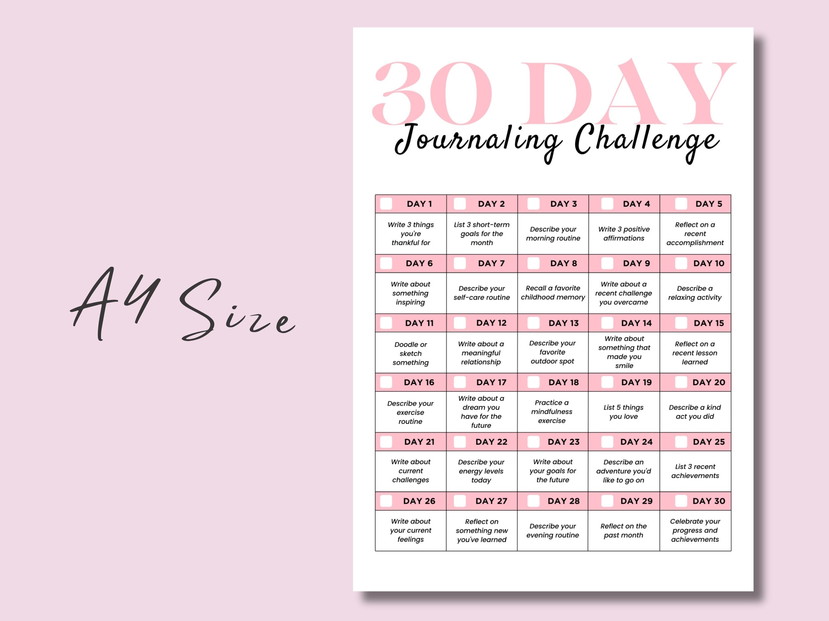 30 Day Journaling Challenge, Printable Journaling Challenge, Printable ...