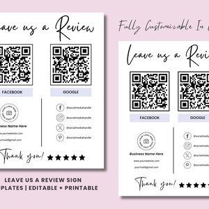 Leave Us A Review Sign Template, Business Review Template, Social Media ...