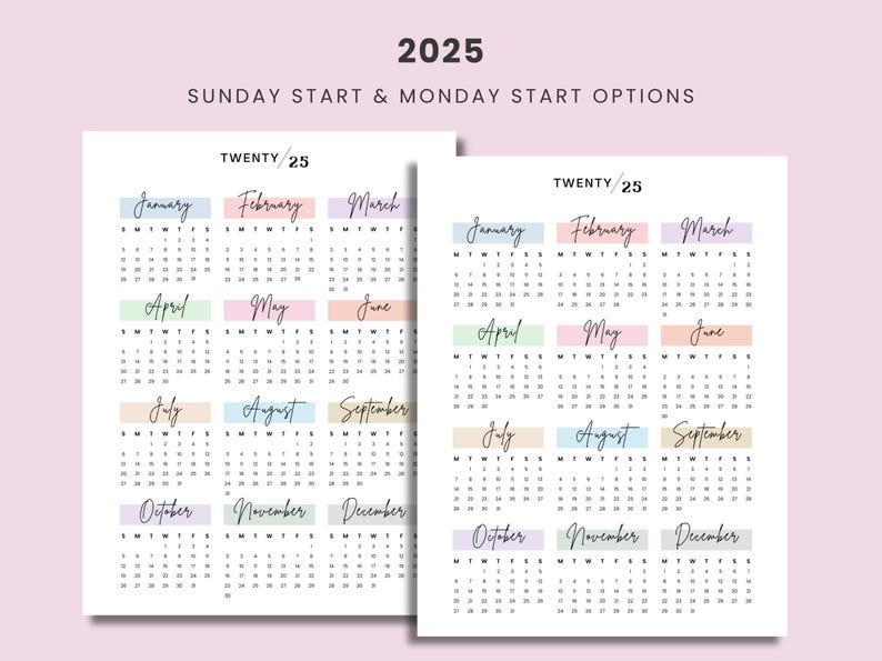 2024 - 2030 Yearly Calendars Printable, Minimalist Calendar, Sunday ...