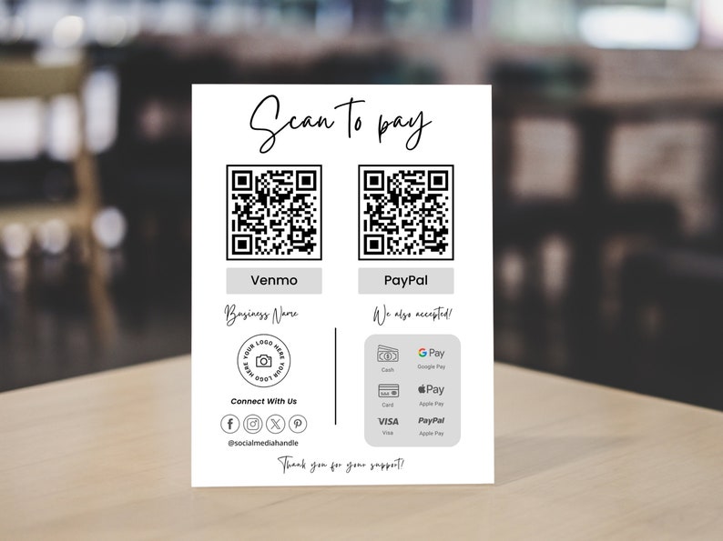 Editable Scan to Pay QR Code Sign Template (canva) - Etsy
