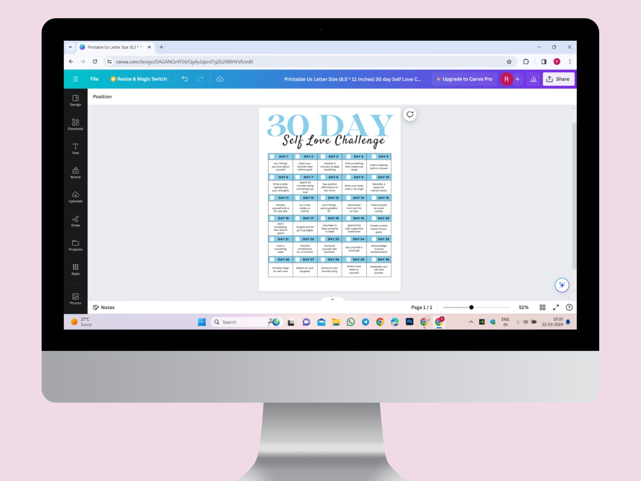 30 Day Self Love Challenge, Printable Self Love Challenge, 30 Days of ...