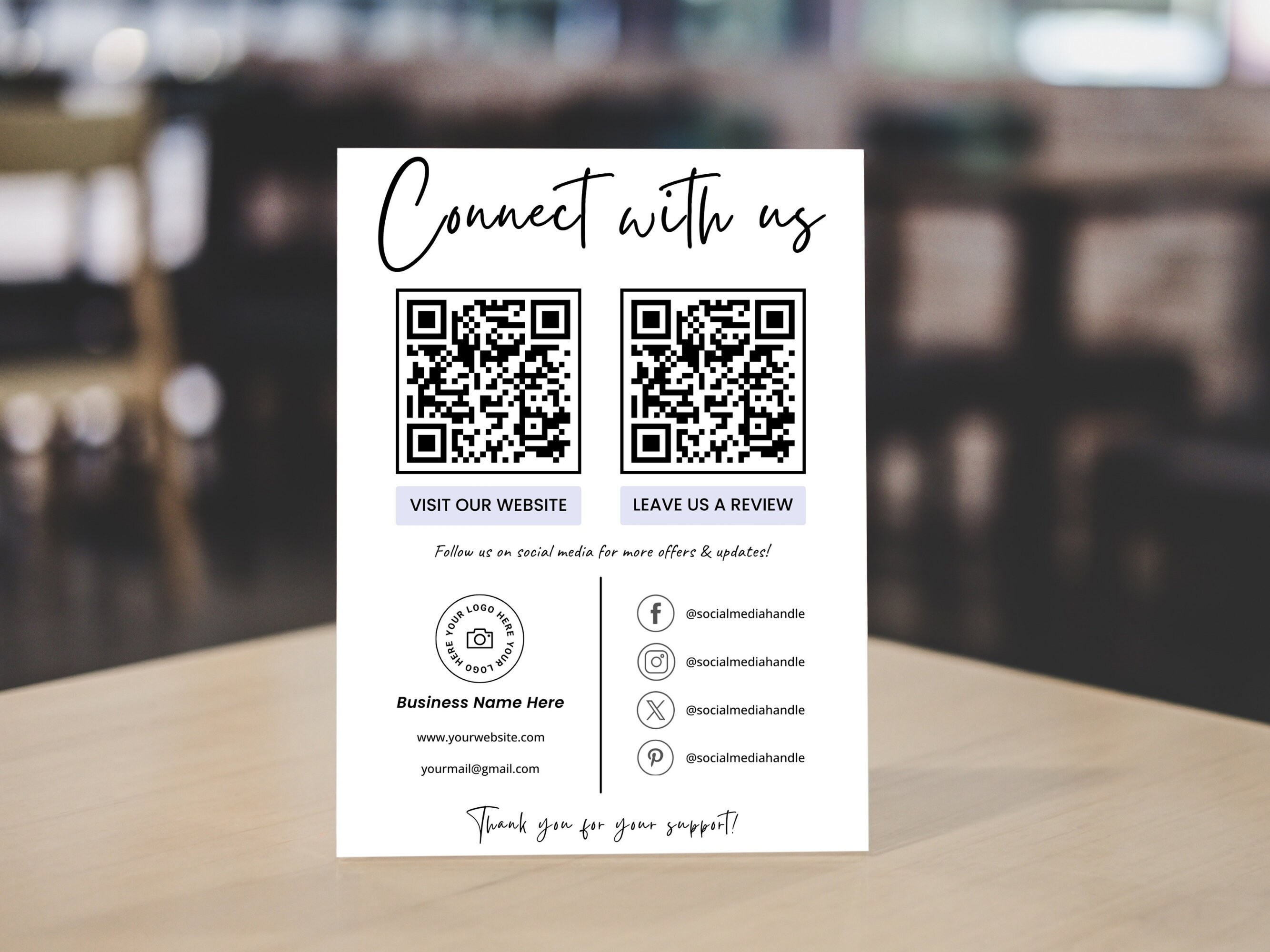 Social Media Sign Template, Connect With Us Qr Code Template, Social ...