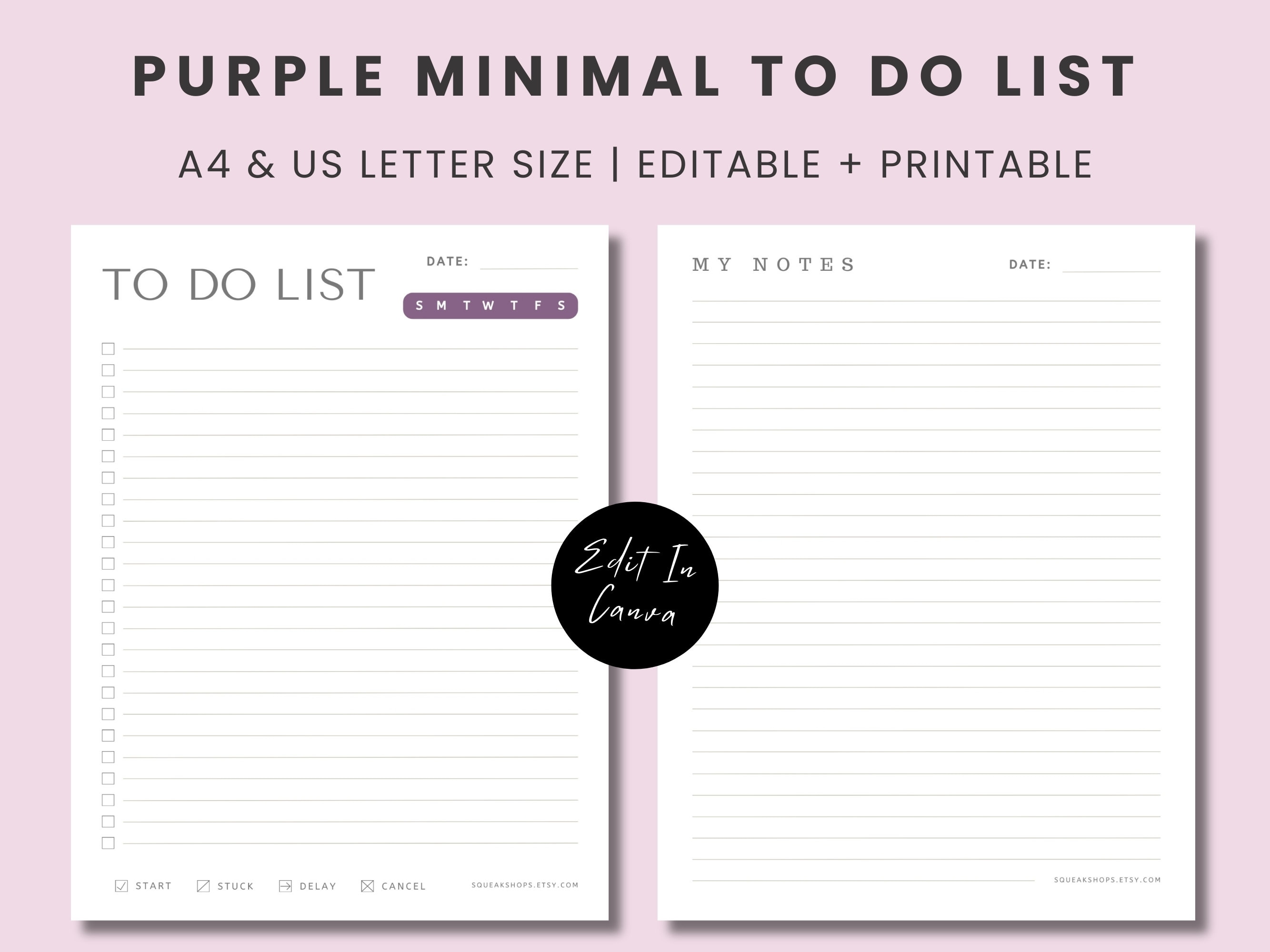 Printable to Do List Template: A4/US Letter Organizer (canva Editable ...