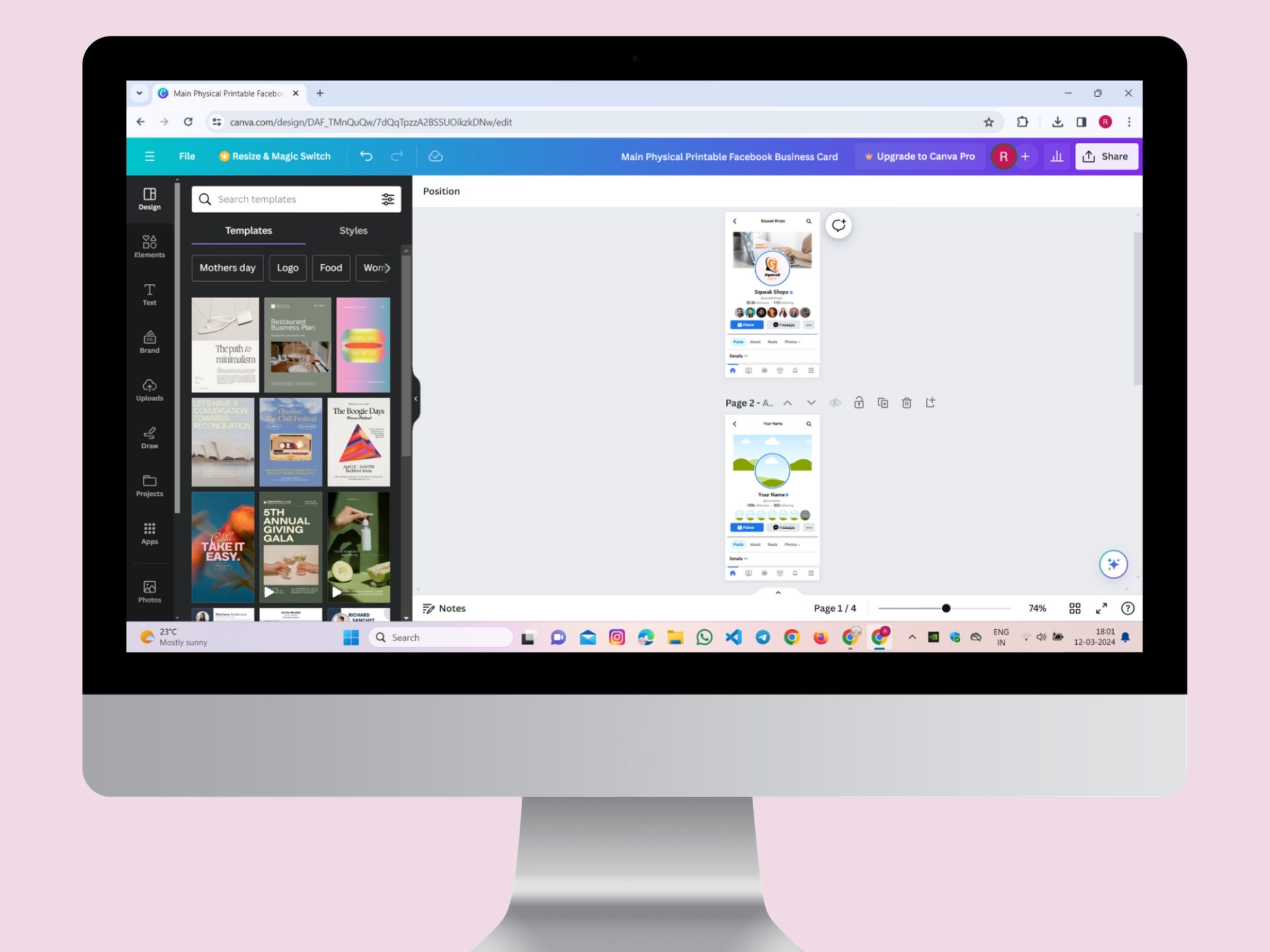 Facebook Business Card Canva Template, Facebook Editable and Printable ...
