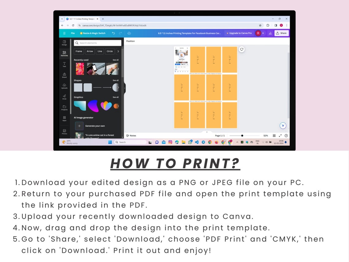 Facebook Business Card Canva Template, Facebook Editable and Printable ...