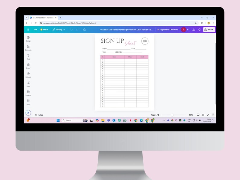 Editable Sign up Sheet Template, Sign up Template, Printable Sign up ...