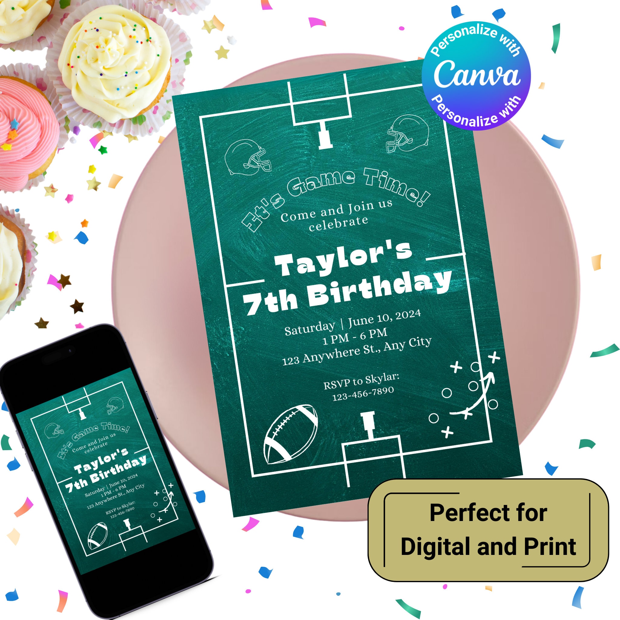 Football Birthday Party Invitation Template Editable - Etsy