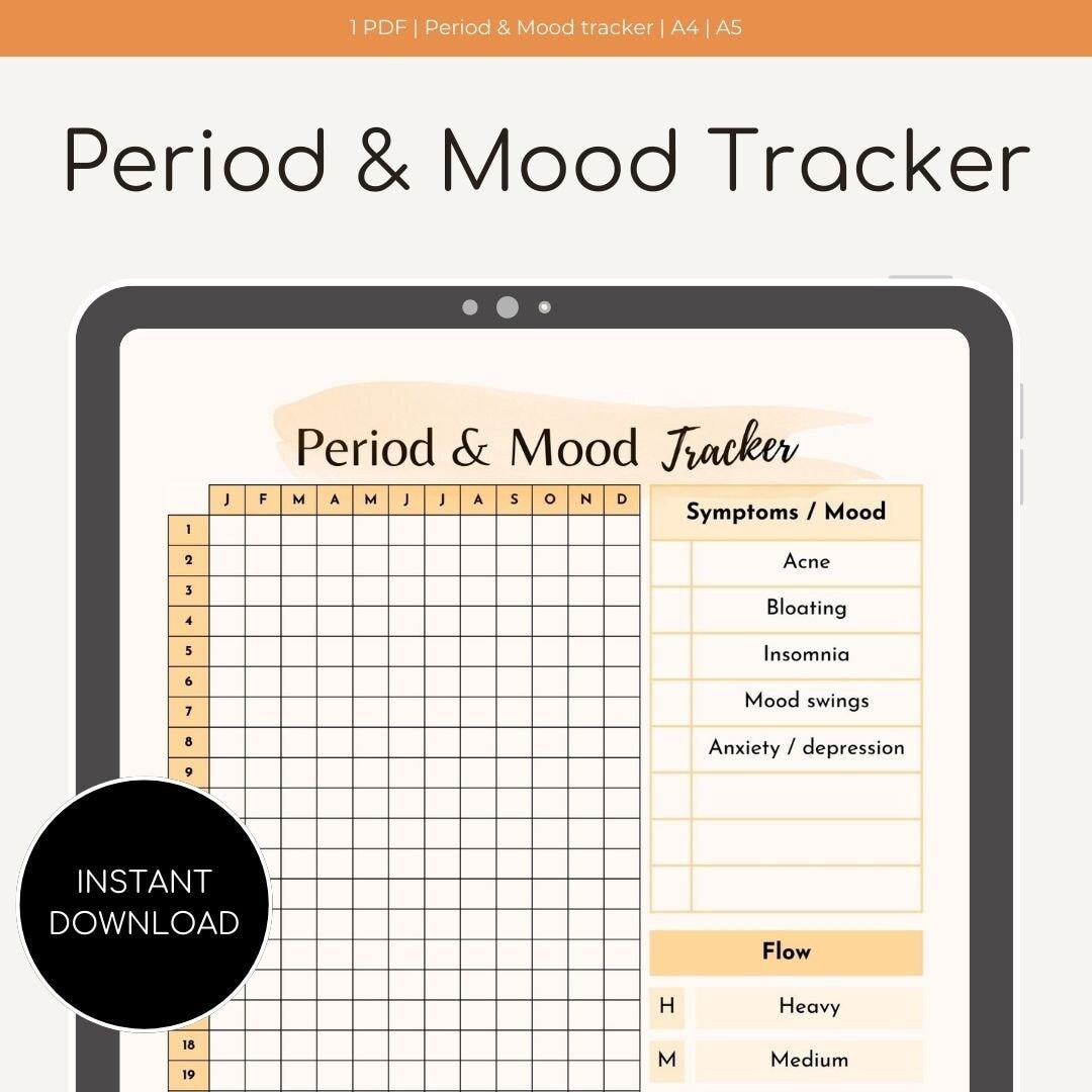 Printable Period Tracker | Symptoms Tracker | Period Journal ...