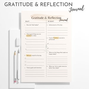 Printable Gratitude & Reflection Journal, Wellness Planner, A4 | A5 - Etsy