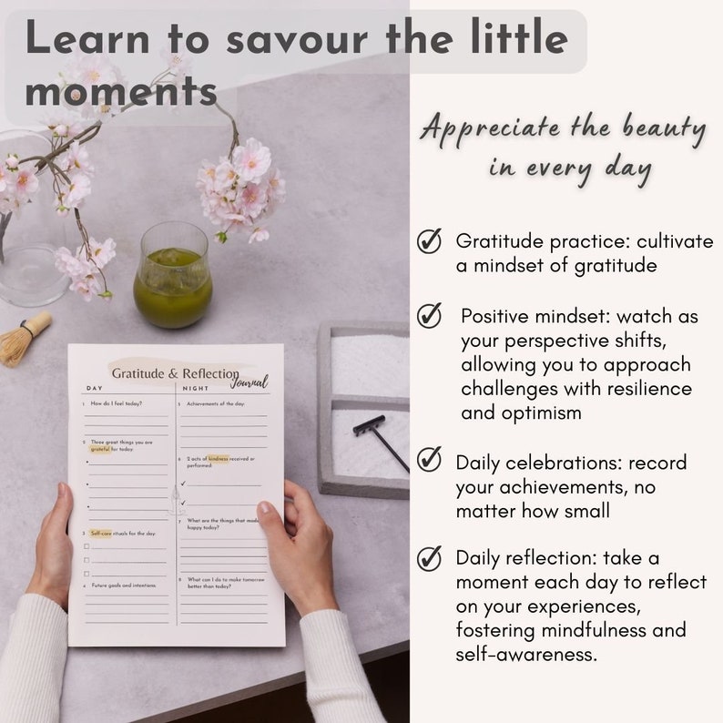 Printable Gratitude & Reflection Journal, Wellness Planner, A4 | A5 - Etsy