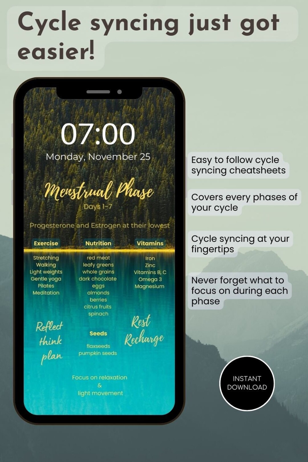 SET OF 4 Cycle Syncing Cheat Sheets | Cycle Sync Phone Wallpaper | Digital Download - Etsy UK