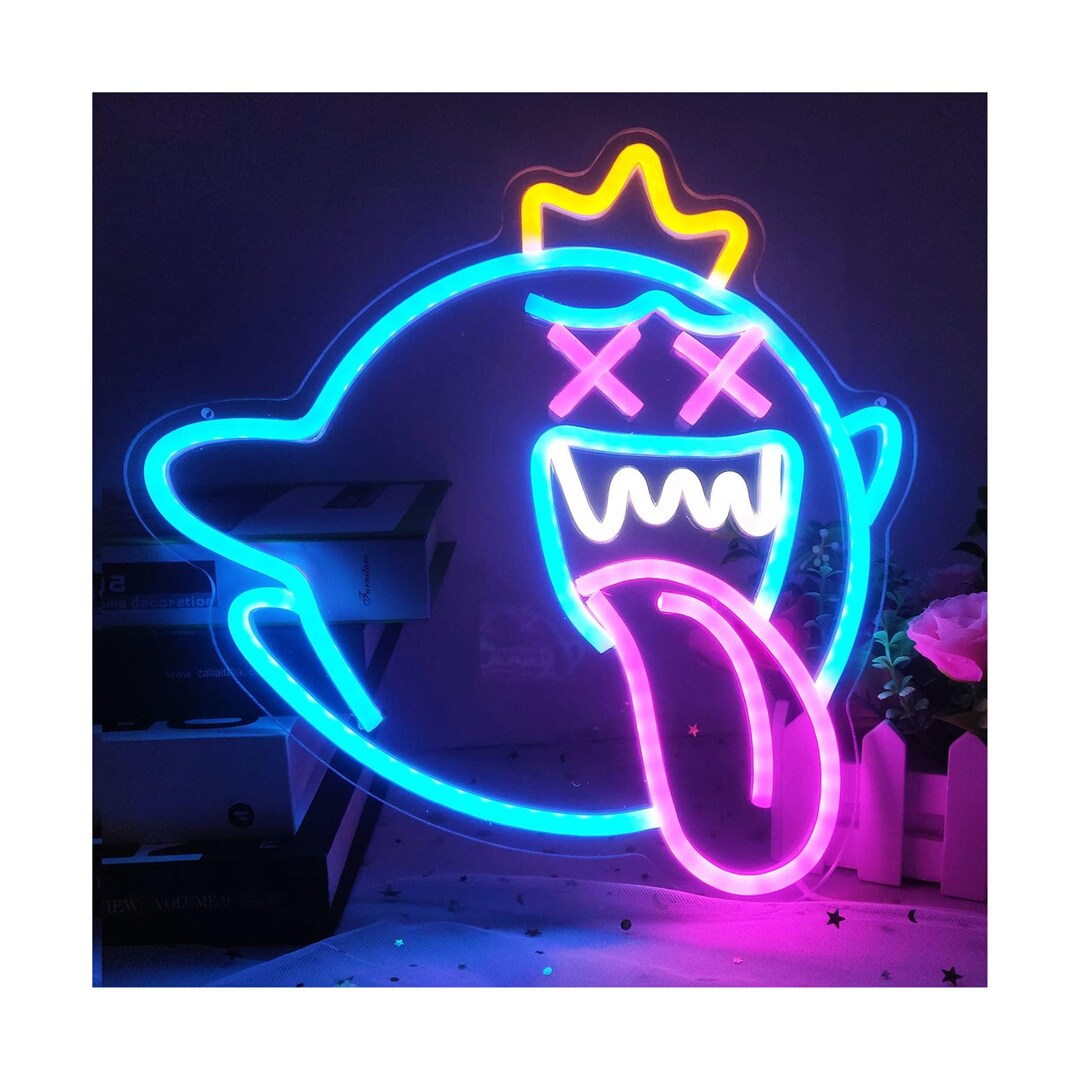 King Boo Neon Sign Ghost Led Neon Light With Dimmable Switch Gaming ...