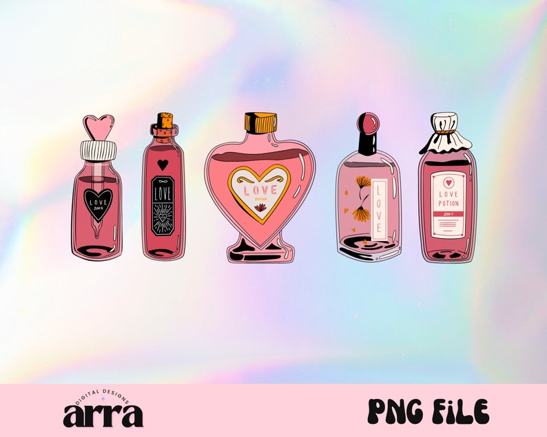 Love Potion PNG Valentine PNG Trendy Png Retro Valentines Png ...