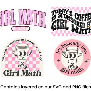Girl Math SVG Bundle Funny SVG Girly SVG Girl Math Png Trendy Png Girl ...