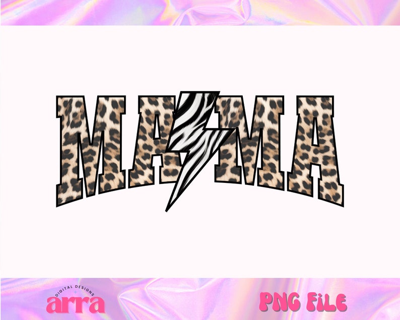 Mama Lightning Bolt PNG Leopard Print Png Mom Life Png Mama Shirt Design Retro Png Sublimation ...