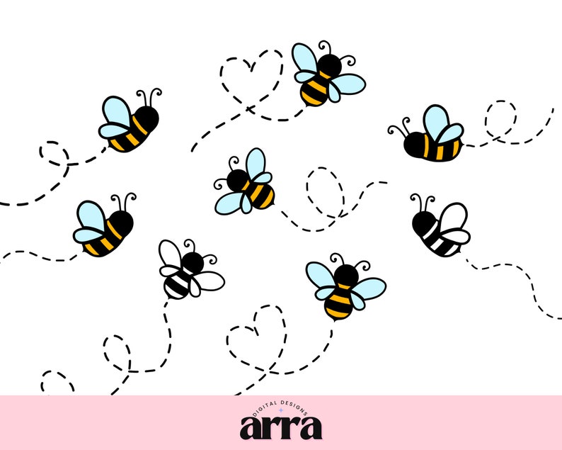 Bee Path SVG Bundle Cute Bee SVG Bumble Bee PNG for Cutting Machines ...