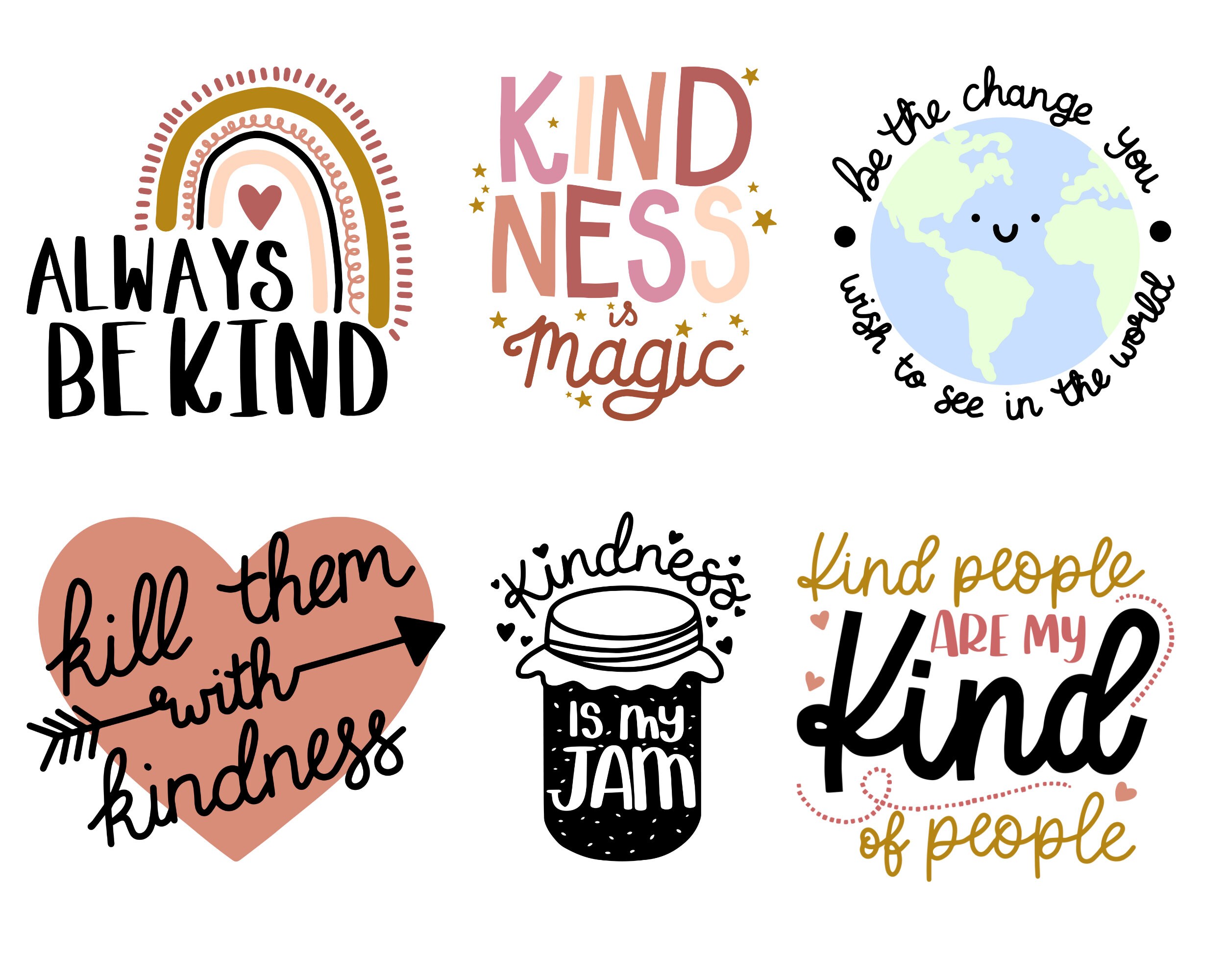 Kindness SVG and PNG Bundle Cute Aesthetic Svg Trendy Rainbow Design ...