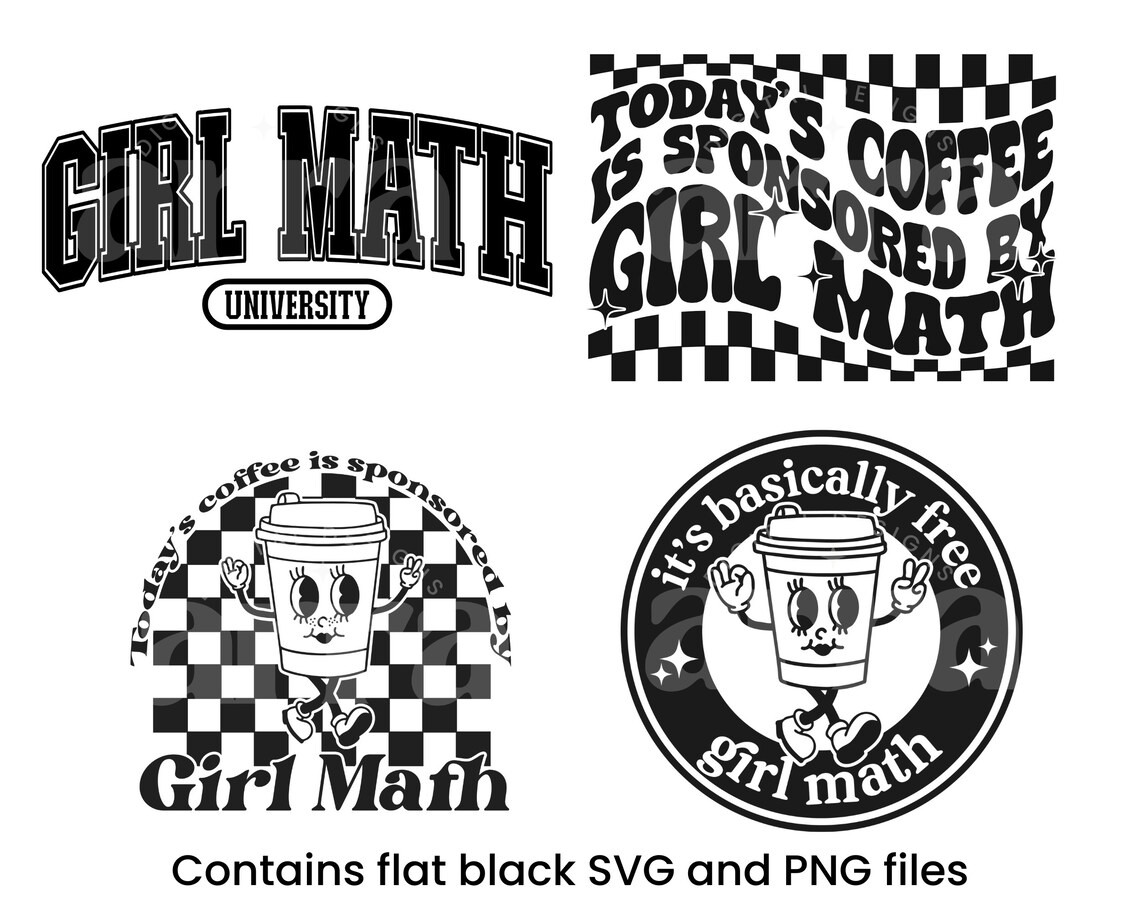 Girl Math SVG Bundle Funny SVG Girly SVG Girl Math Png Trendy Png Girl ...