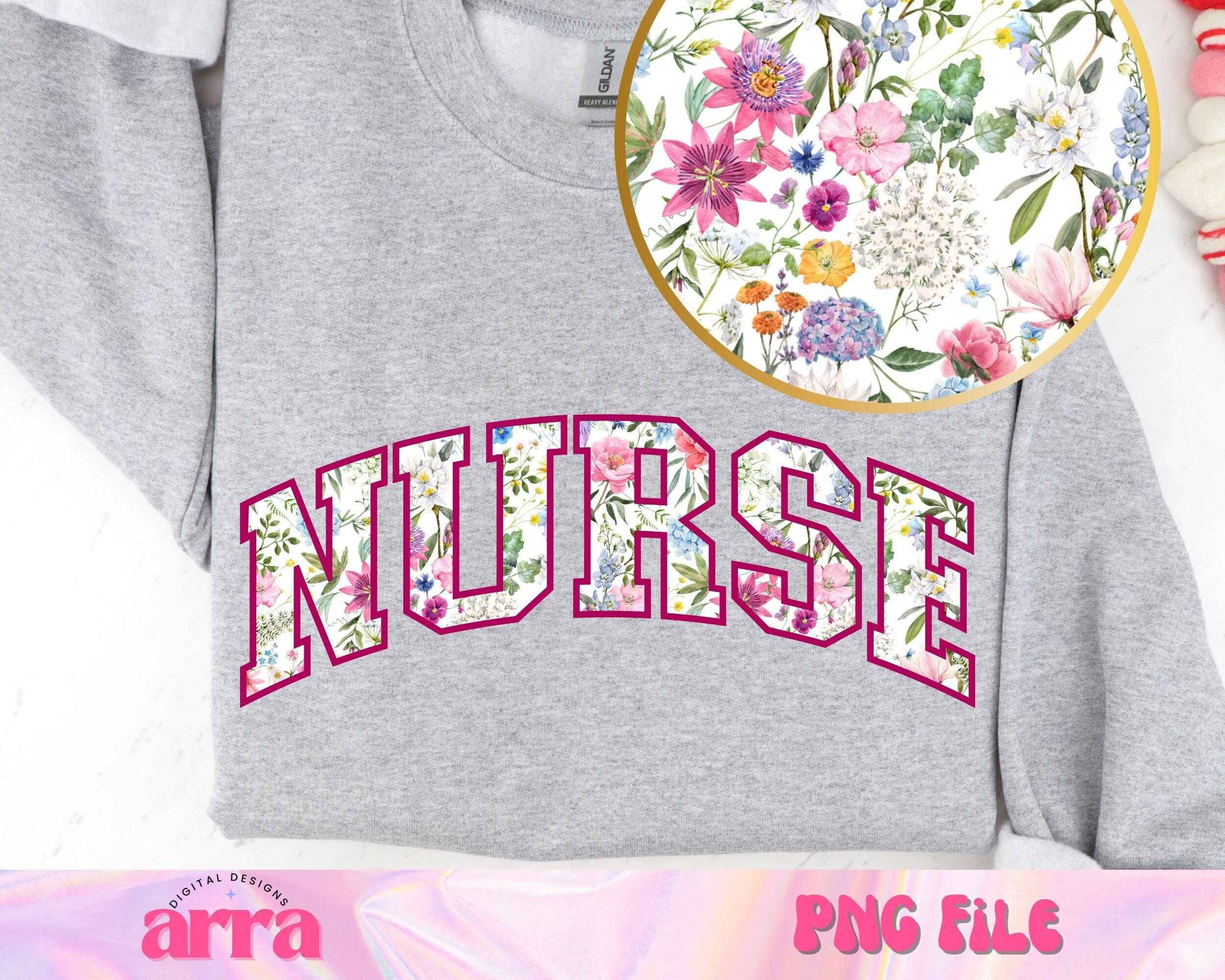 Nurse PNG Varsity PNG Floral Nurse Png College Font Png Nurse Life ...