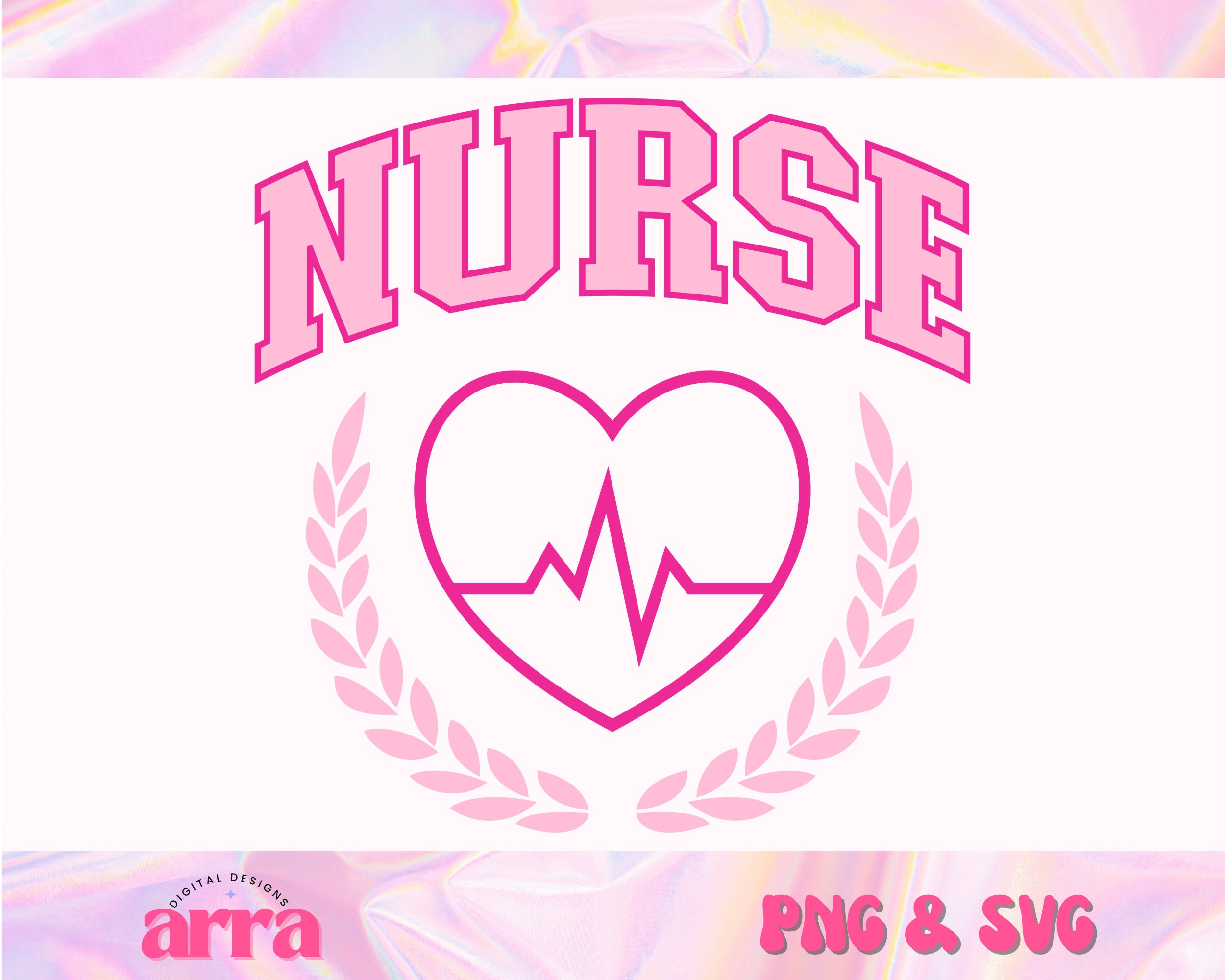 Nurse SVG Varsity PNG Floral Nurse Png College Font Png Nurse Life Svg ...
