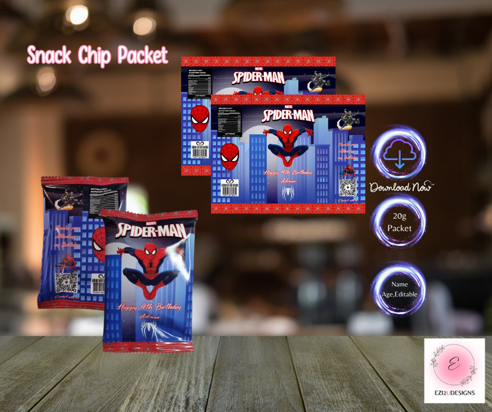 Spiderman Chip Bag Spiderman Favors Packet Labels Spiderman - Etsy