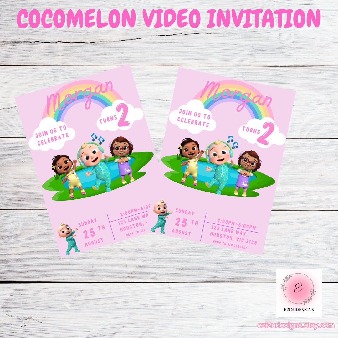 Coco Melon Invitation,video Editable Coco Invitation Girl Canva ...