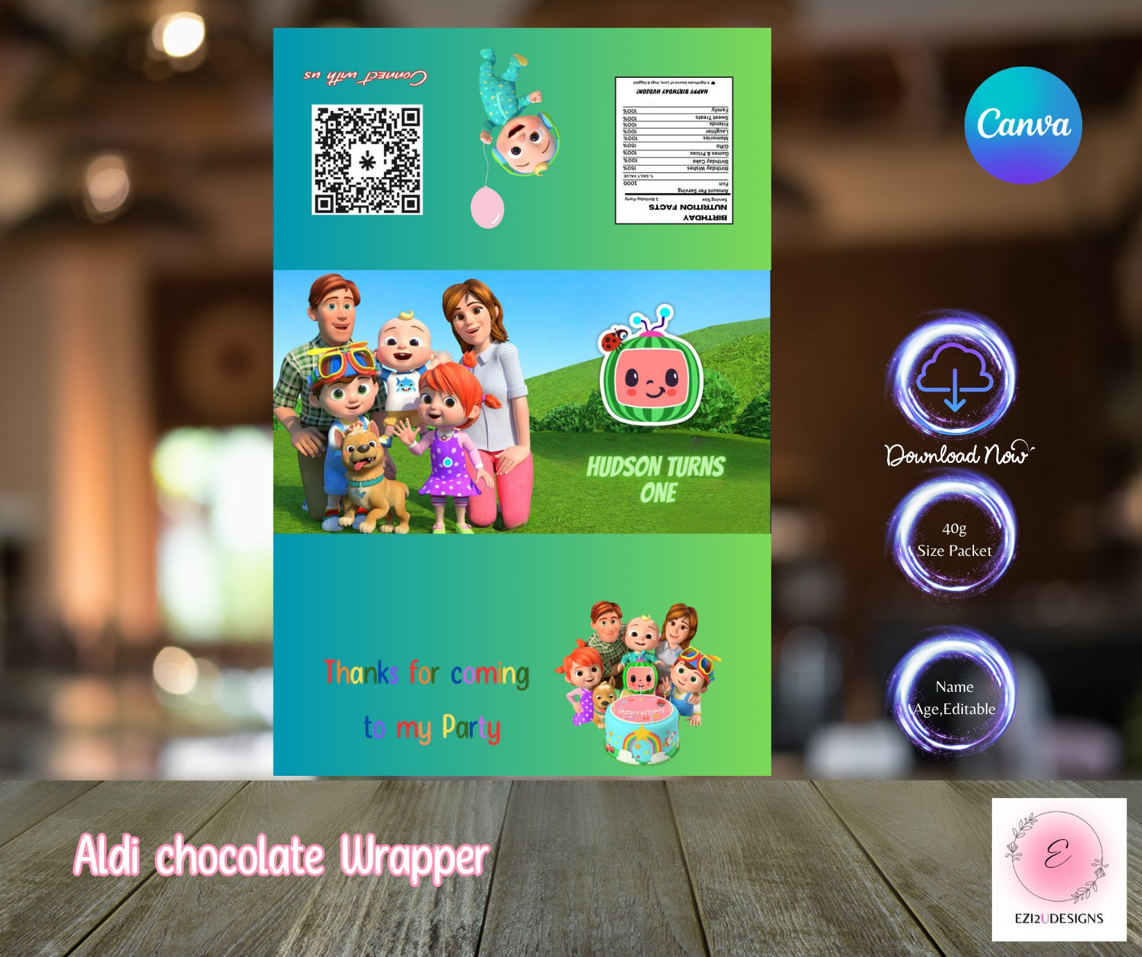 Cocomelon Chocolate Wrappers /cocomelon Favors/cocomelon - Etsy