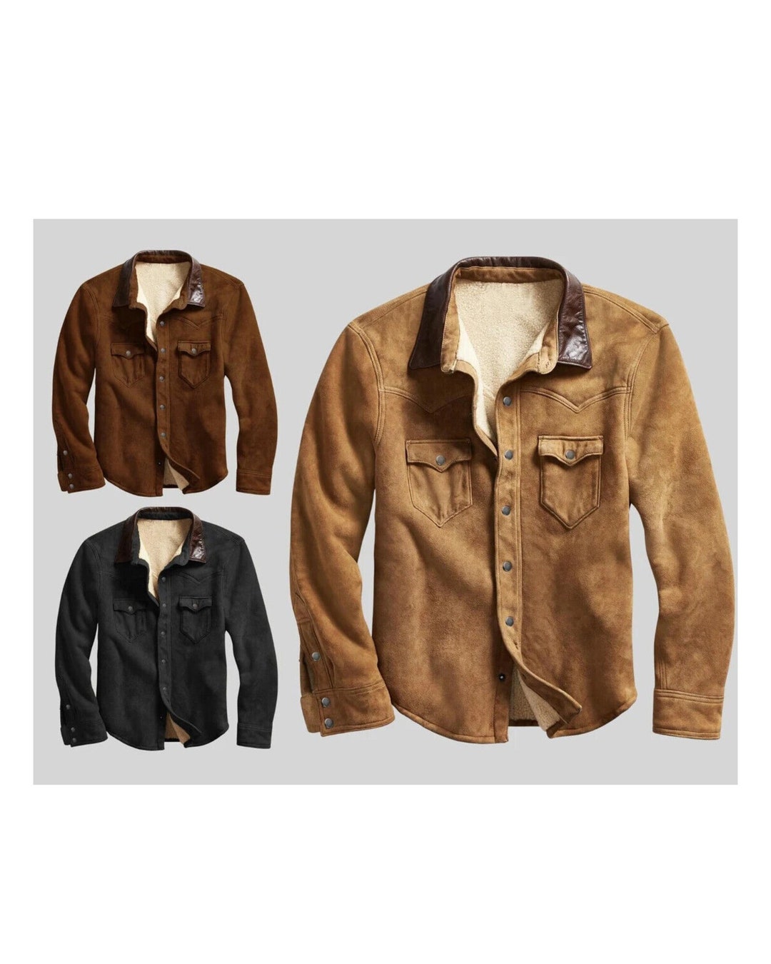 Classic Scully Western Shirt Jacket, Men Suede Leather Shirt, Western ...