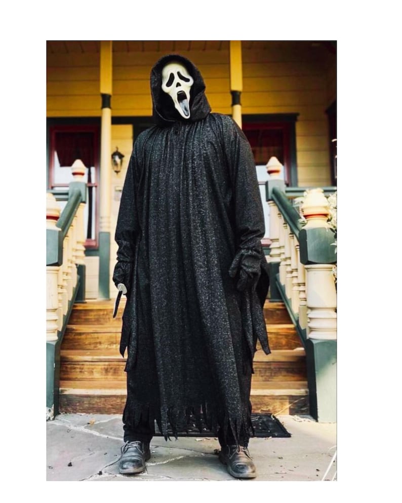 SCREAM 6 Halloween Glittery Robe, Horror Ghostface Cloak, Black Ghost ...