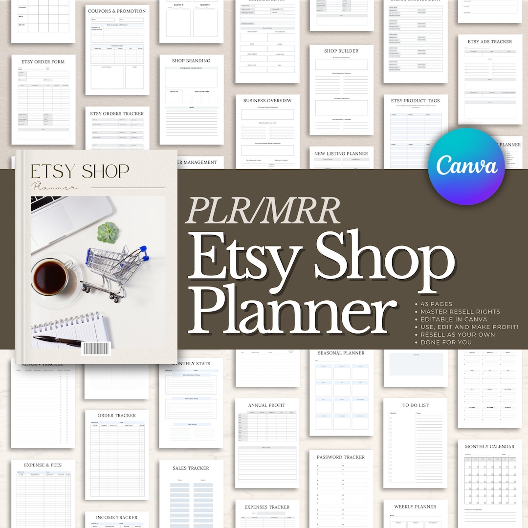 PLR Etsy Shop Planner, Master Resell Rights, Plr Planner, PLR Digital ...